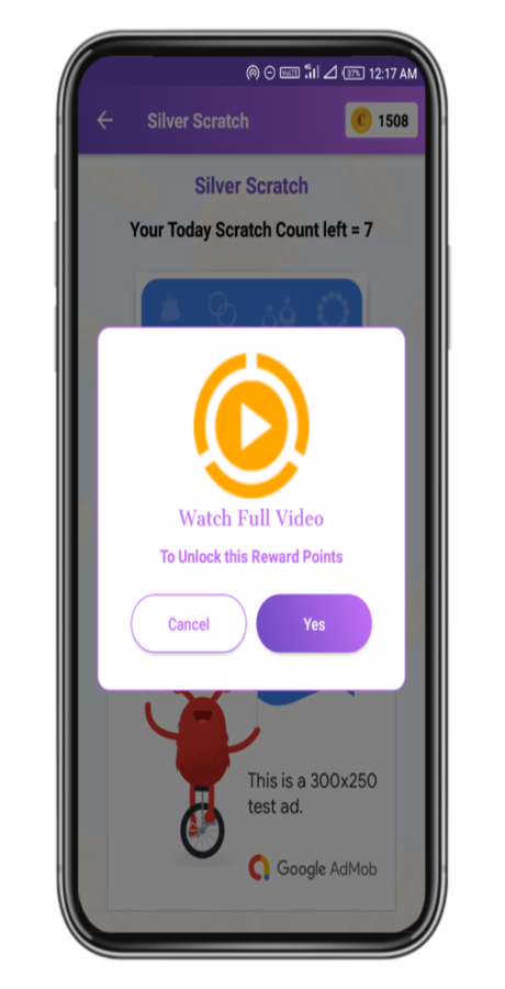 Scratch to Win Android Earning App (Admob, Facebook bidding, StartApp, Unity Ads) by AADevelopers